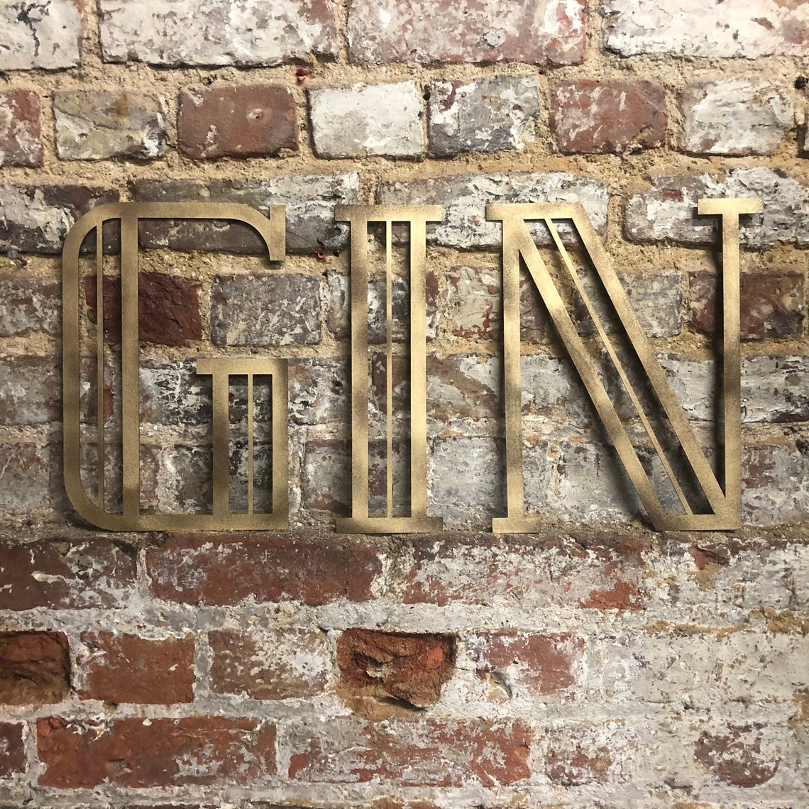 Gold Art Deco GIN Bar Sign Rustic Metal Letters Home Bar - Etsy