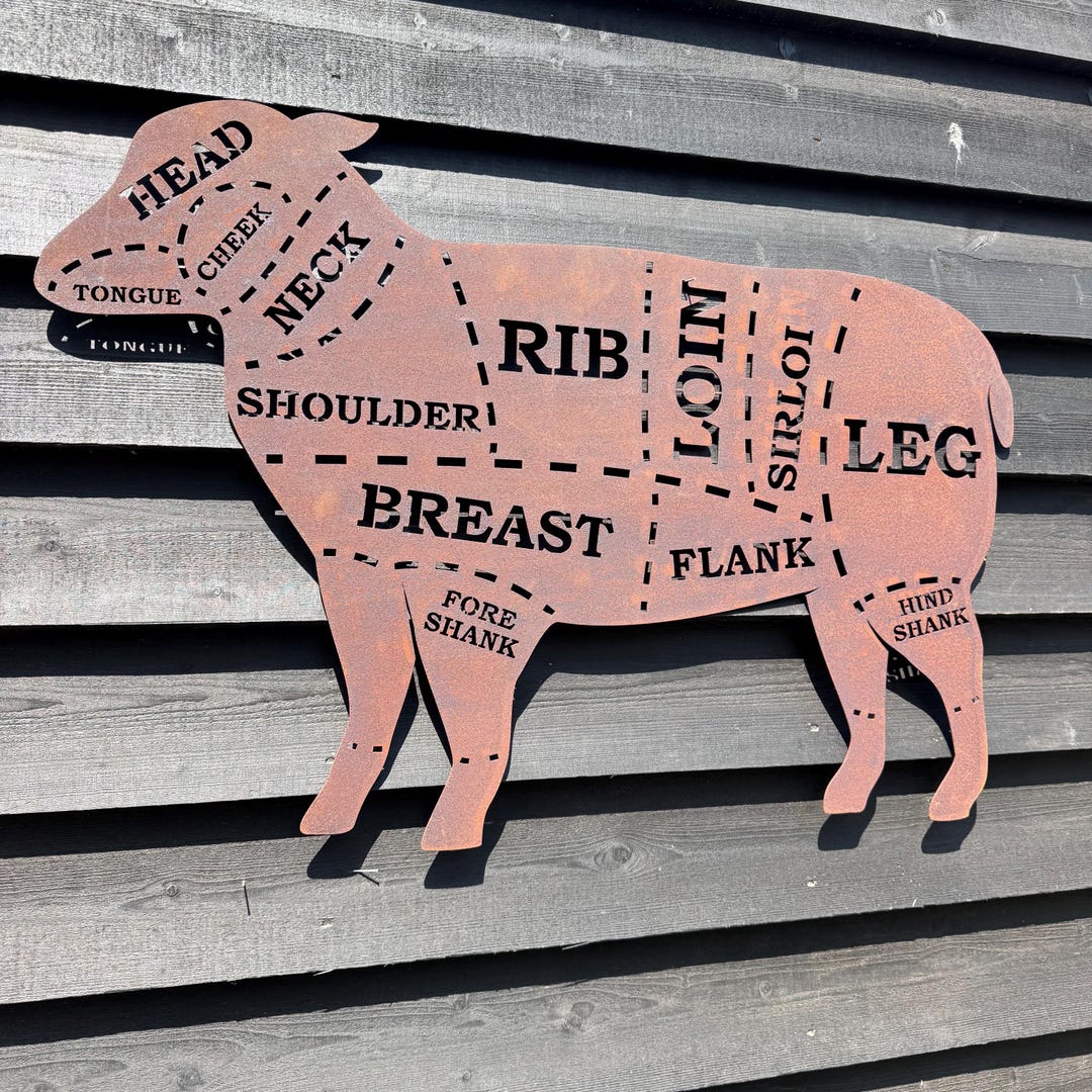 Large Rusty Metal Lamb Sign , Great Decoration for Any Home Kitchen ...