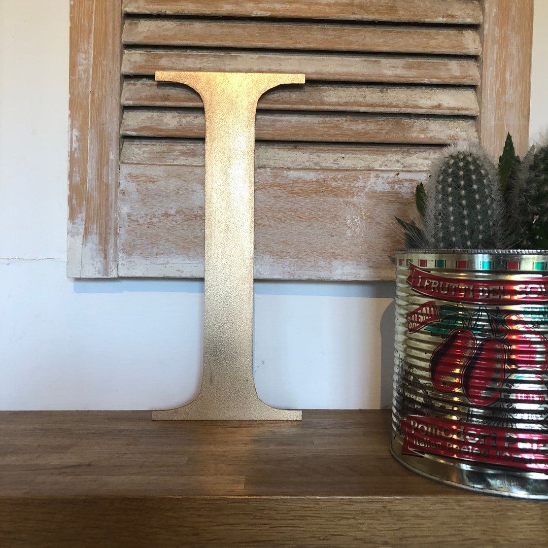 Distressed Gold Metal Letter I: Rustic Home Decor (12 Inch ...
