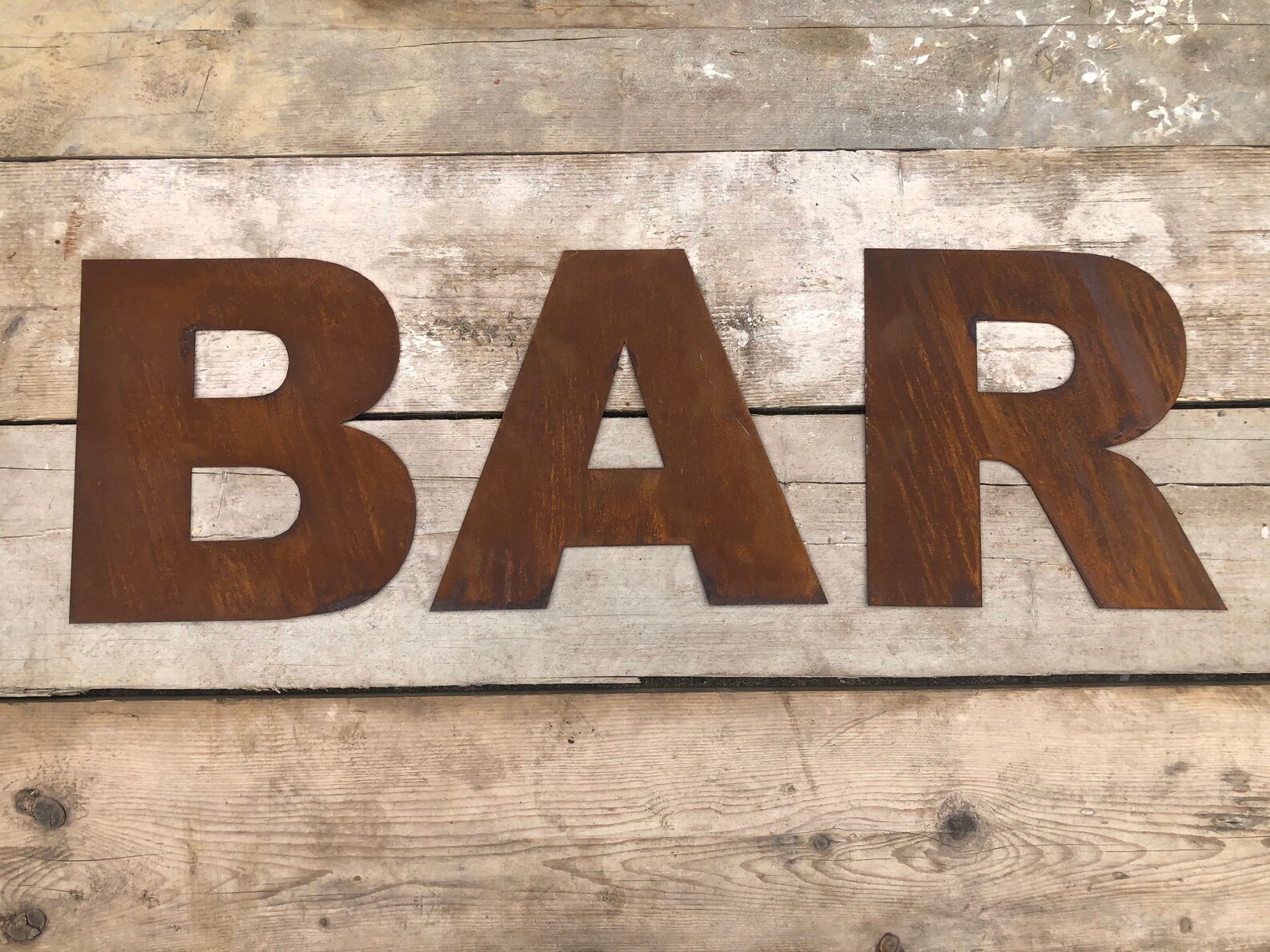 GARDEN BAR SIGN Rusty Metal Letters Home Garden Bar Sign | Etsy UK