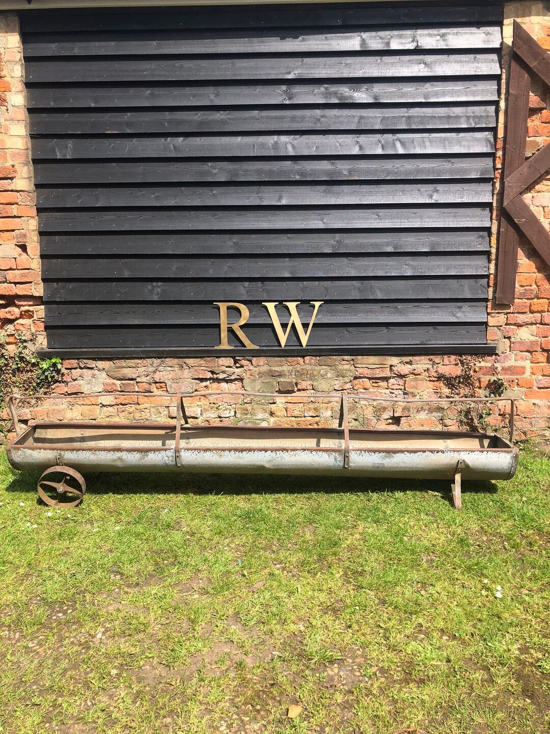 Vintage Long Galvanised Animal Trough Planter / Herb Garden / Raised ...
