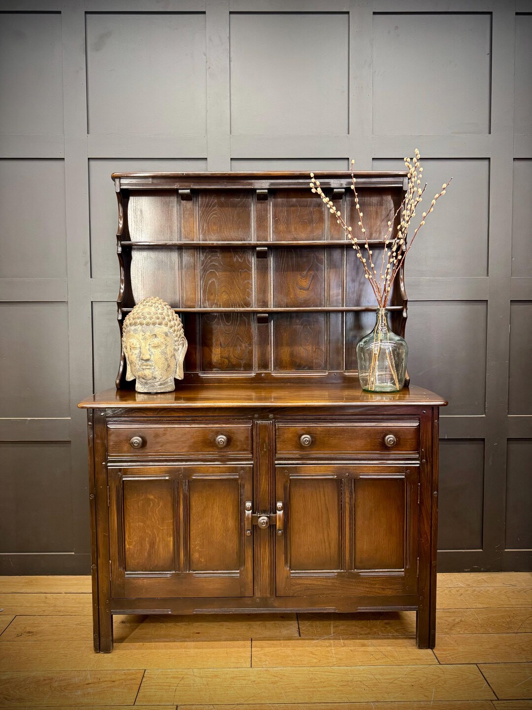 Vintage Ercol Dresser / Elm Sideboard / Welsh Dresser /china Display ...