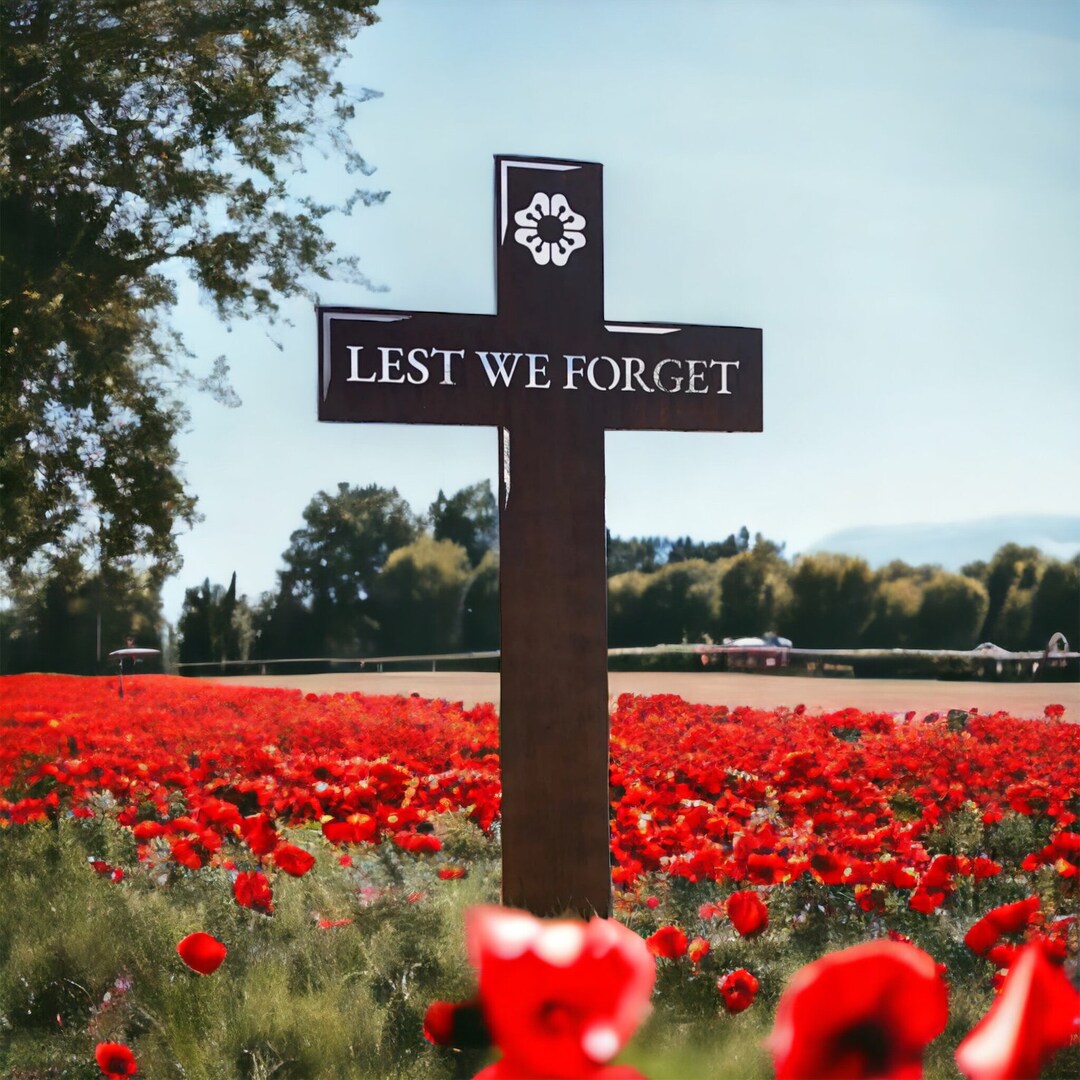 Lest We Forget Cross Garden Ornament Garden Statue - Etsy