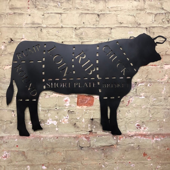 Large BLACK COW Sign / Metal Butcher Shop Sign/ Beef Cuts - Etsy UK