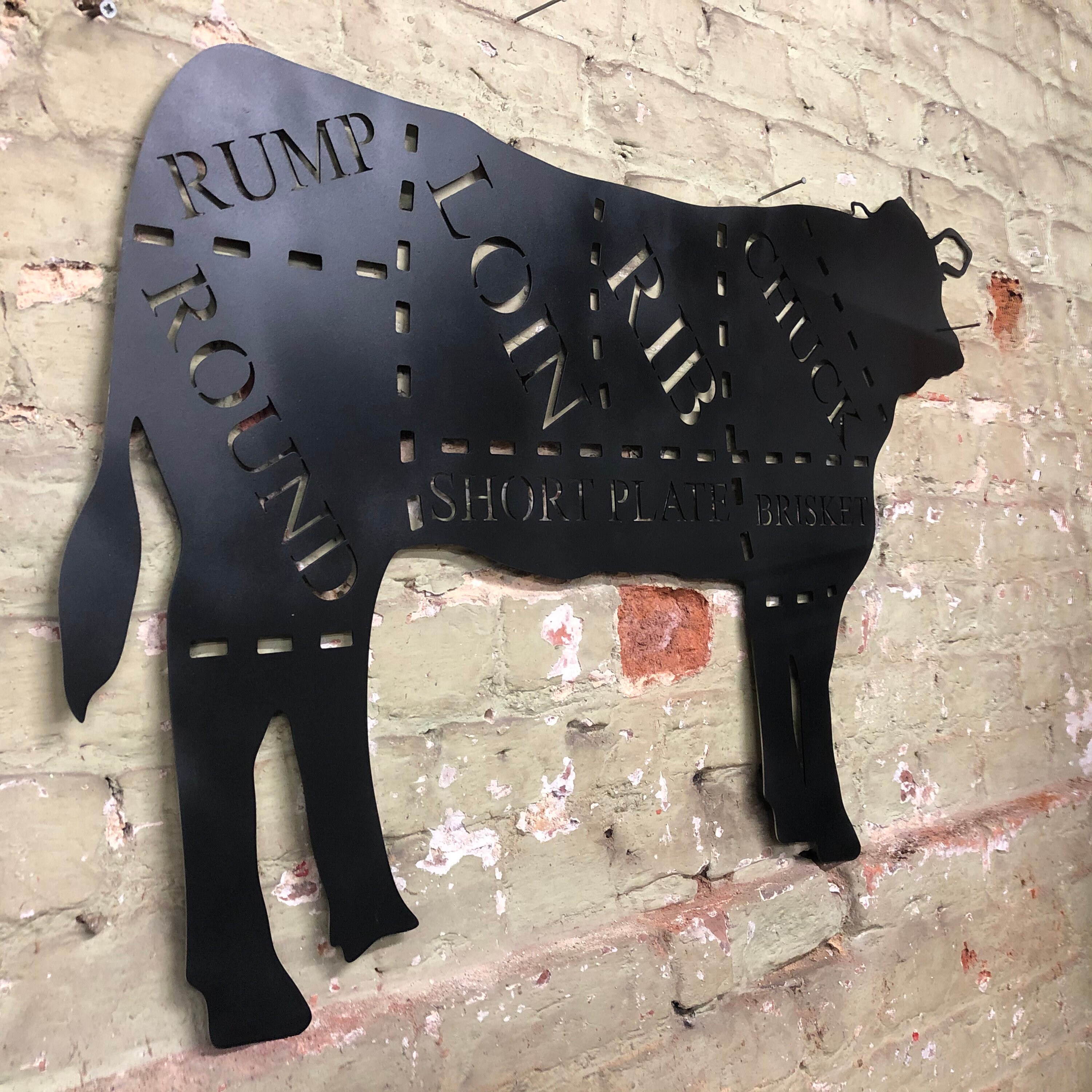 Large BLACK COW Sign / Metal Butcher Shop Sign/ Beef Cuts - Etsy UK