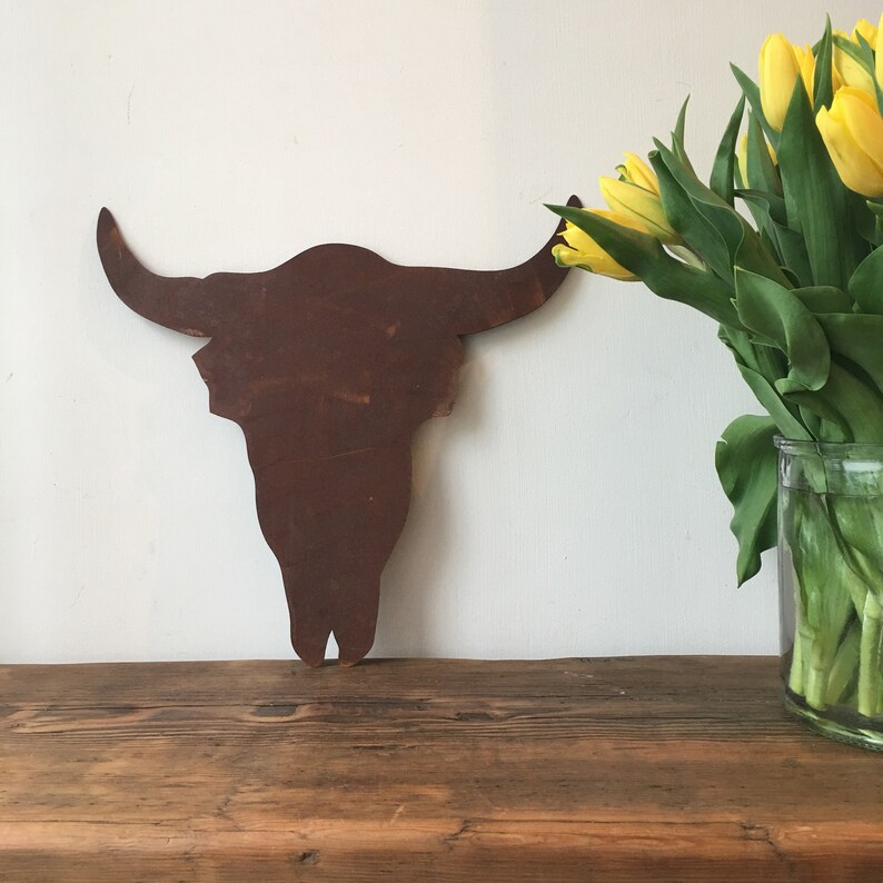 BULLS HEAD SIGN Rusty Metal Cow Head Animal Skull Deer - Etsy UK