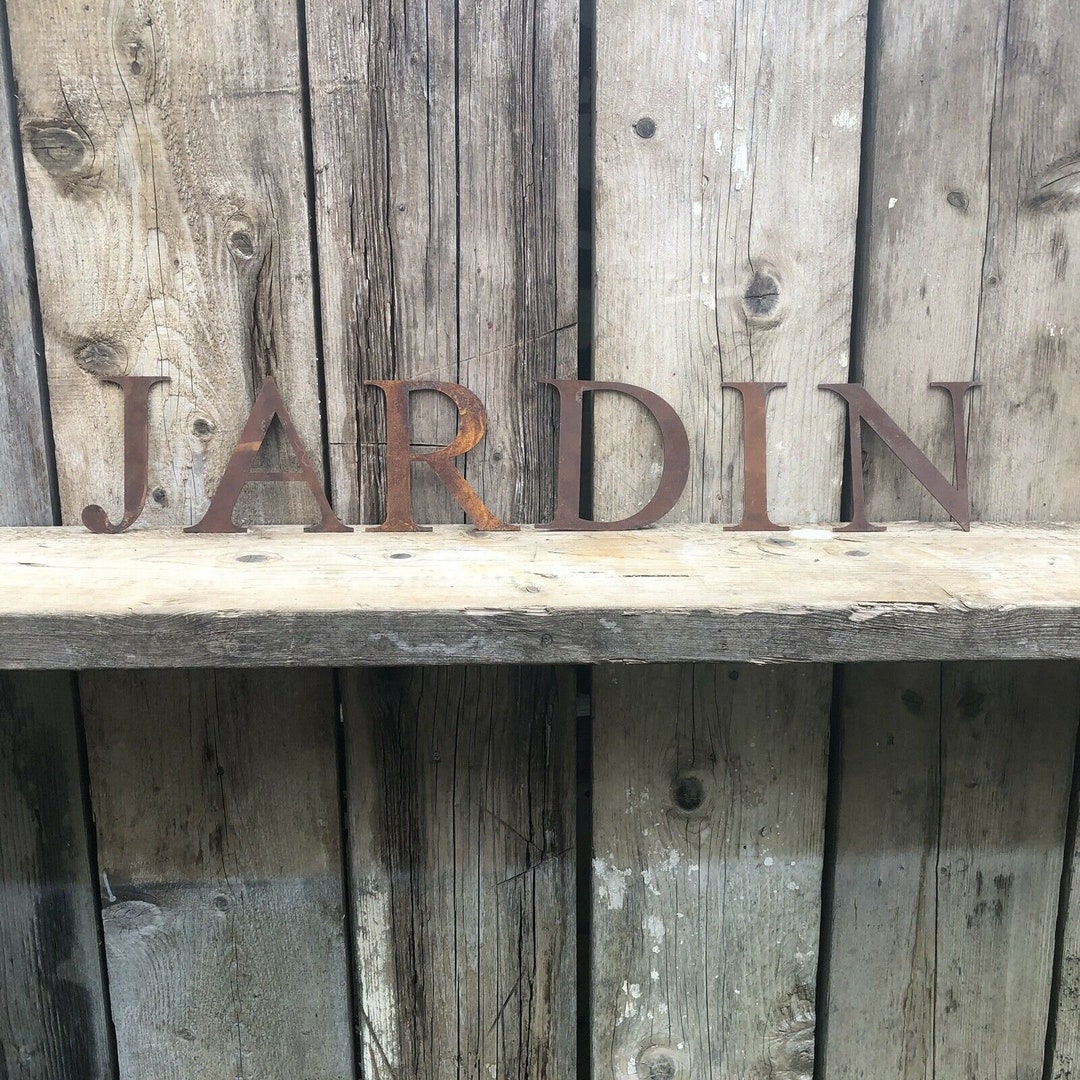Jardin Garden Sign , Rusty Metal Letters , Garden Decor , Rustic ...