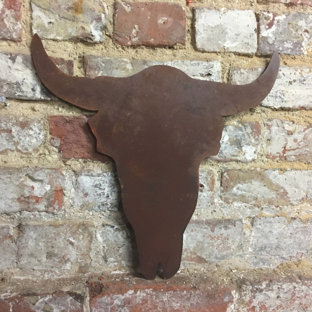 BULLS HEAD SIGN Rusty Metal Cow Head Animal Skull Deer - Etsy UK