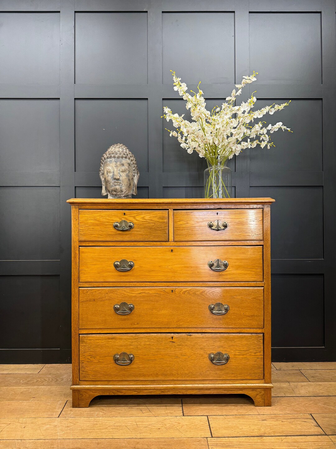 Antique Edwardian Chest of Drawers / Bedroom Storage / Satin Walnut ...