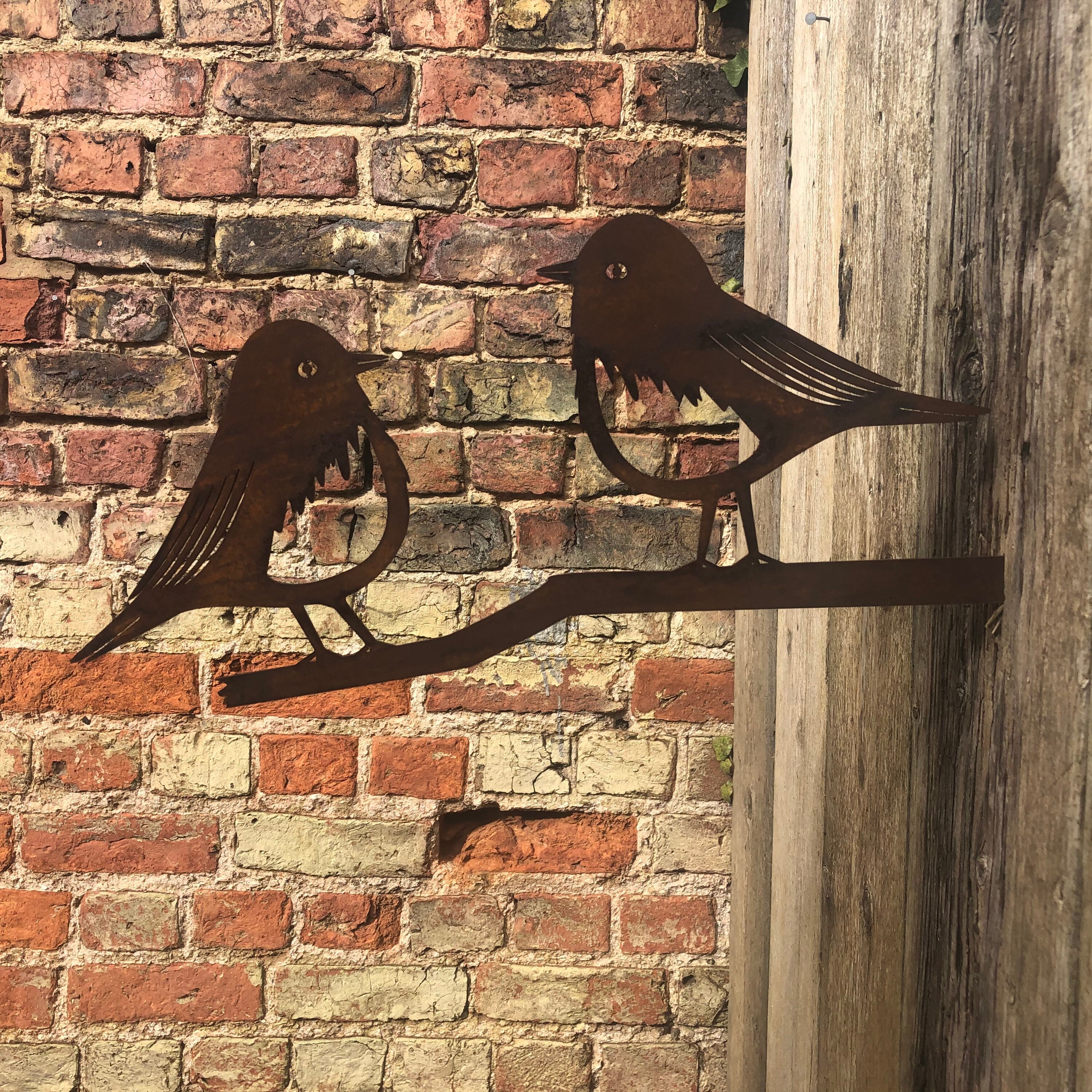 Rusty Metal Robins on a Branch Garden Feature Garden Sign - Etsy UK