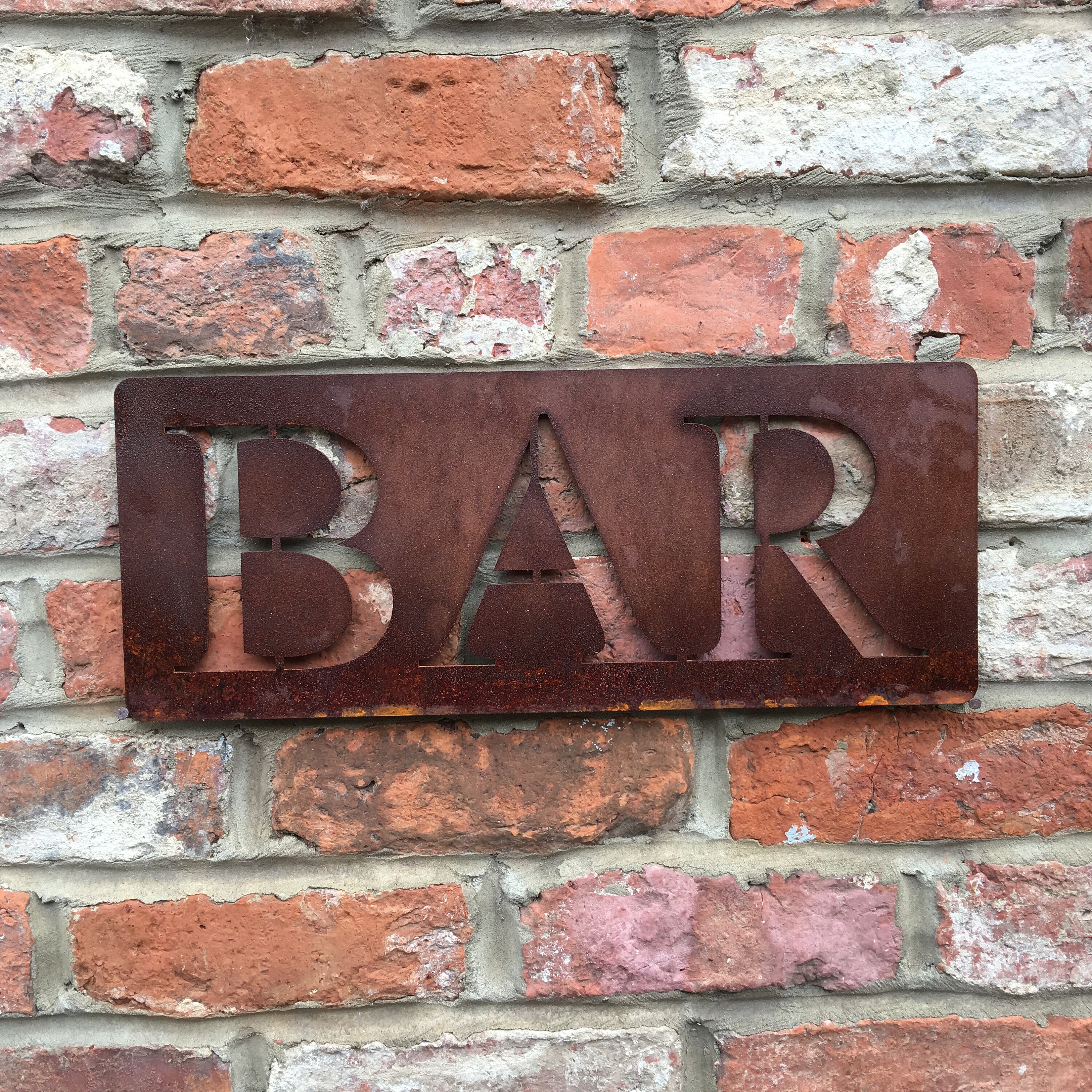 A Rusty BAR Lettering Letters Sign Metal Shop Front Home bar | Etsy
