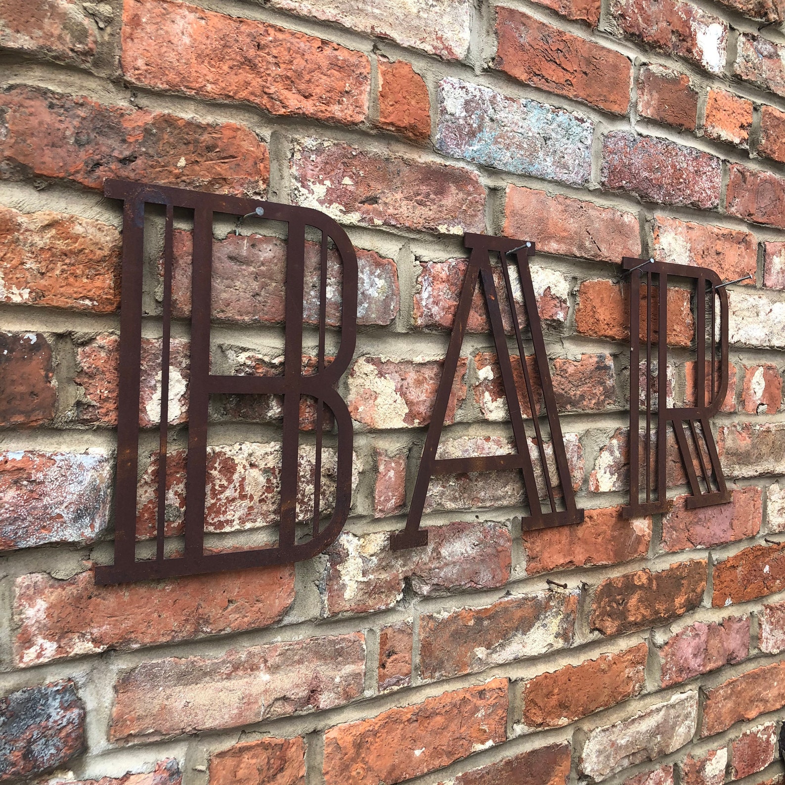 Art Deco Bar Sign , Rusty Metal Letters , Home or Garden Bar Decoration ...