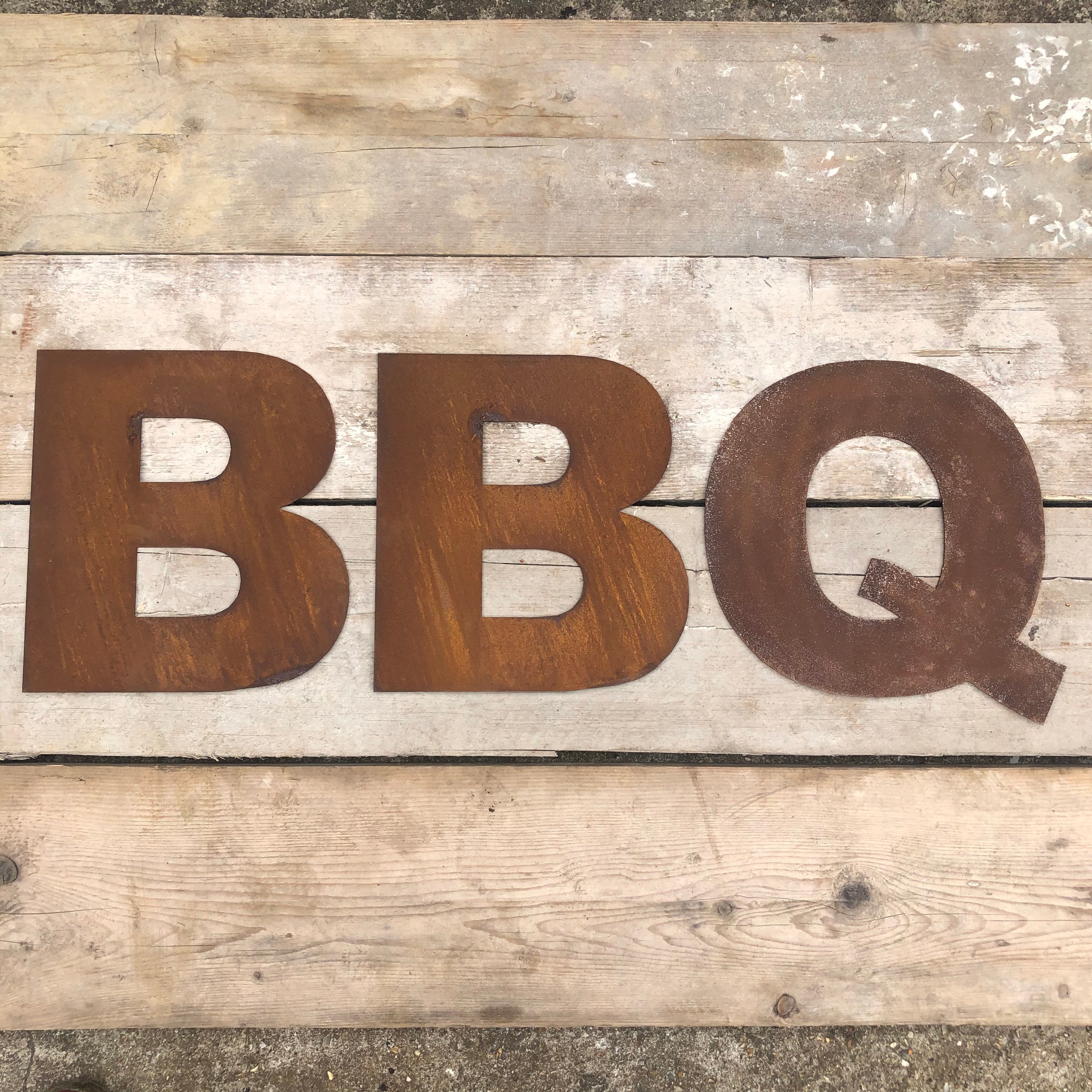 Garden BBQ Sign in Rusty Metal Letters , Great for Any Home Garden BBQ ...