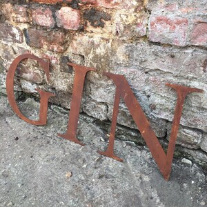 GIN SIGN , Rusty Metal Letters , Gin Bar Accessories , Metal Lettering ...
