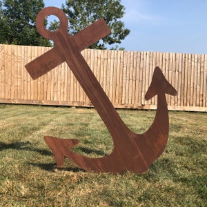 Rustic Metal Anchor Garden Statue: Aged Patina Lawn Ornament / Boat ...