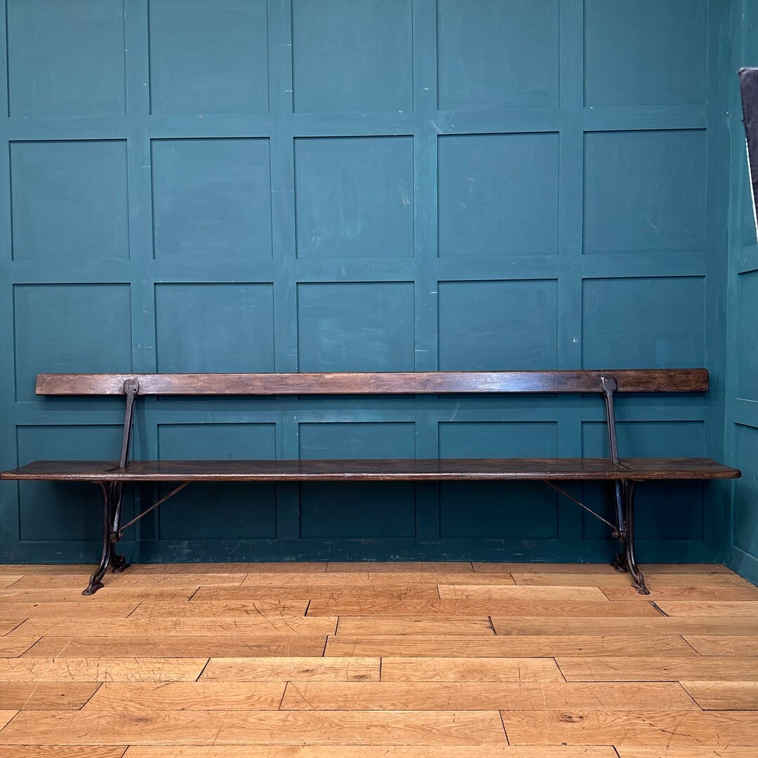 Antique Pitch Pine Bench / Railway Station Bench / Pine Hall Bench ...