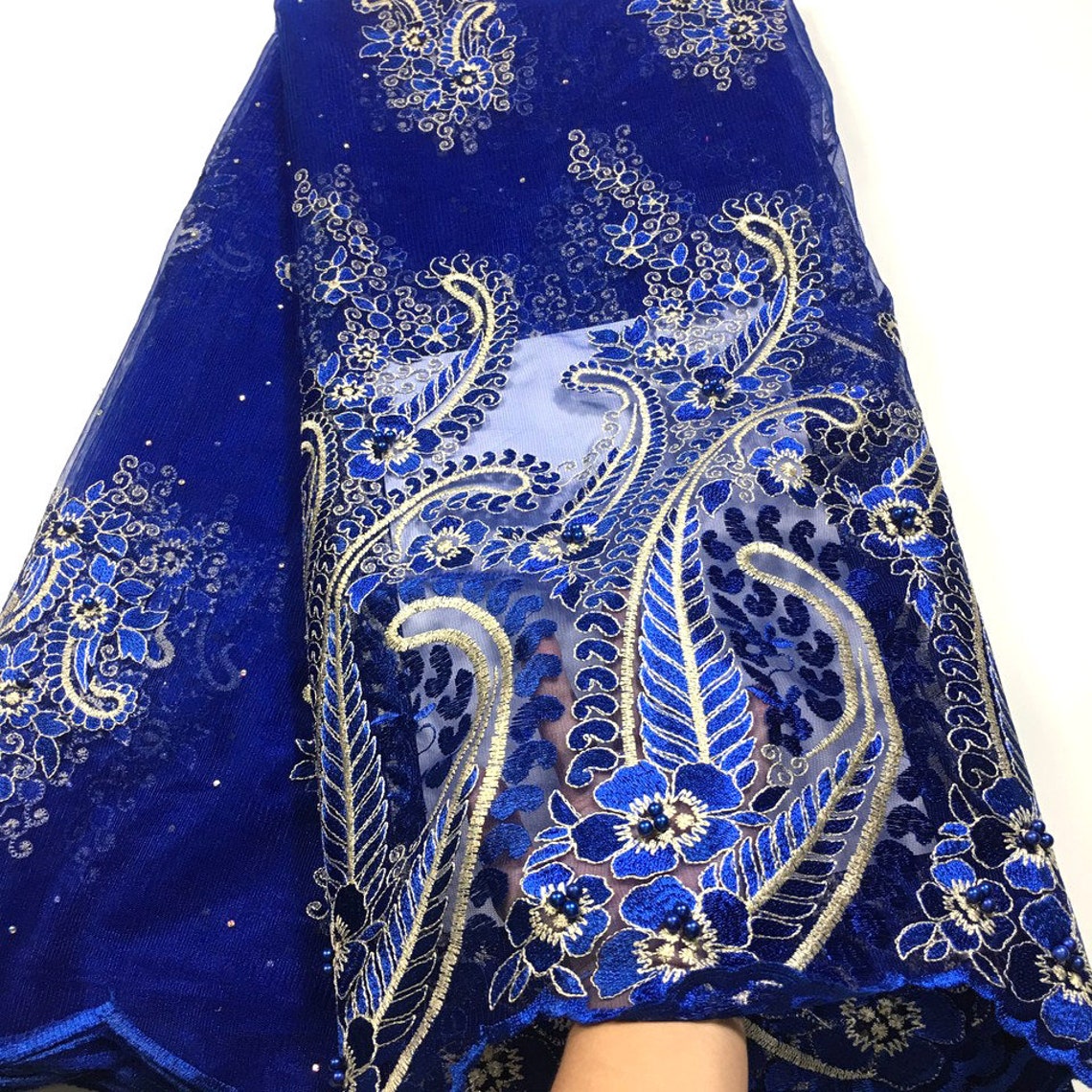 Royal Blue African Lace Fabric 2021 High Quality Lace 5yards - Etsy
