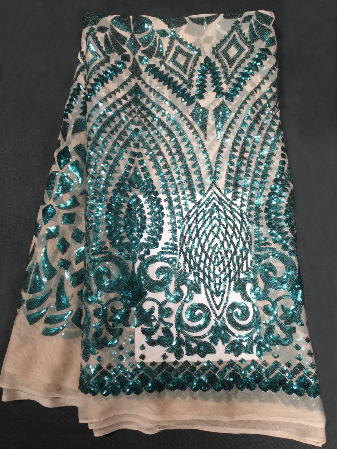 Green African Lace Fabric With Sequins 5 Yards 2021 Latest Sequin ...