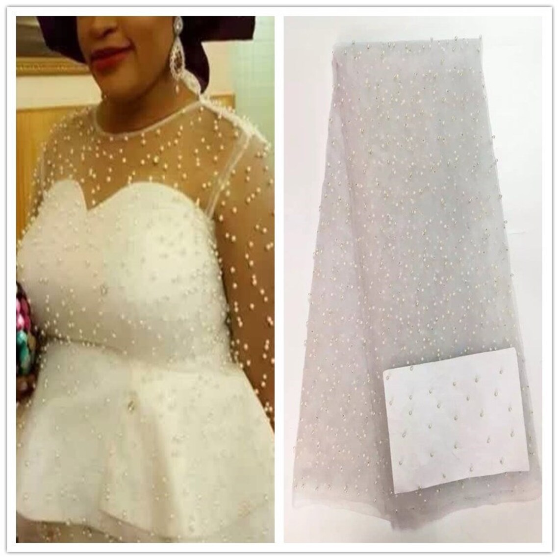 High Quality African French Tulle Lace Fabric With Beads 2021 New ...