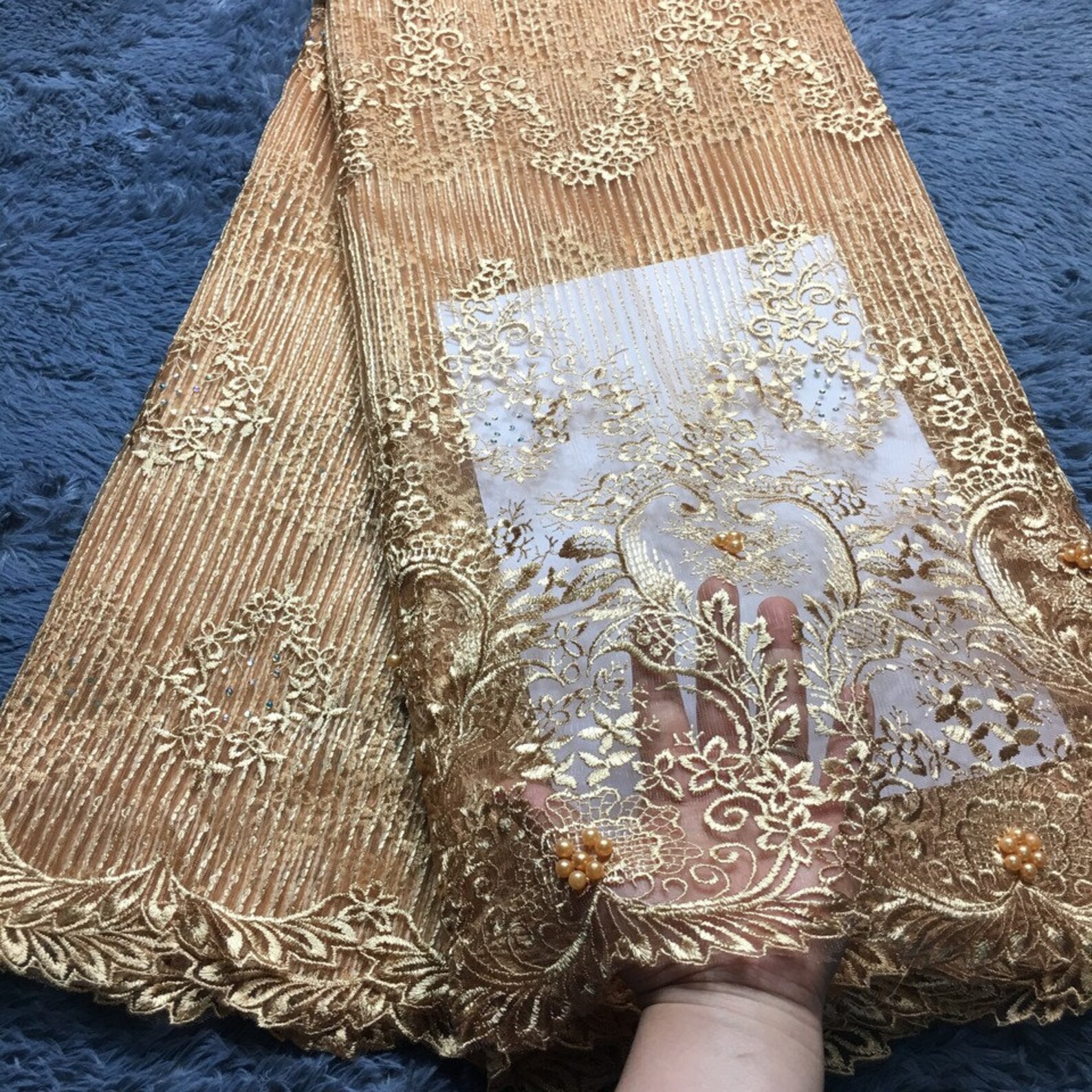 Teal african lace fabric 2021 high quality lace french mesh | Etsy