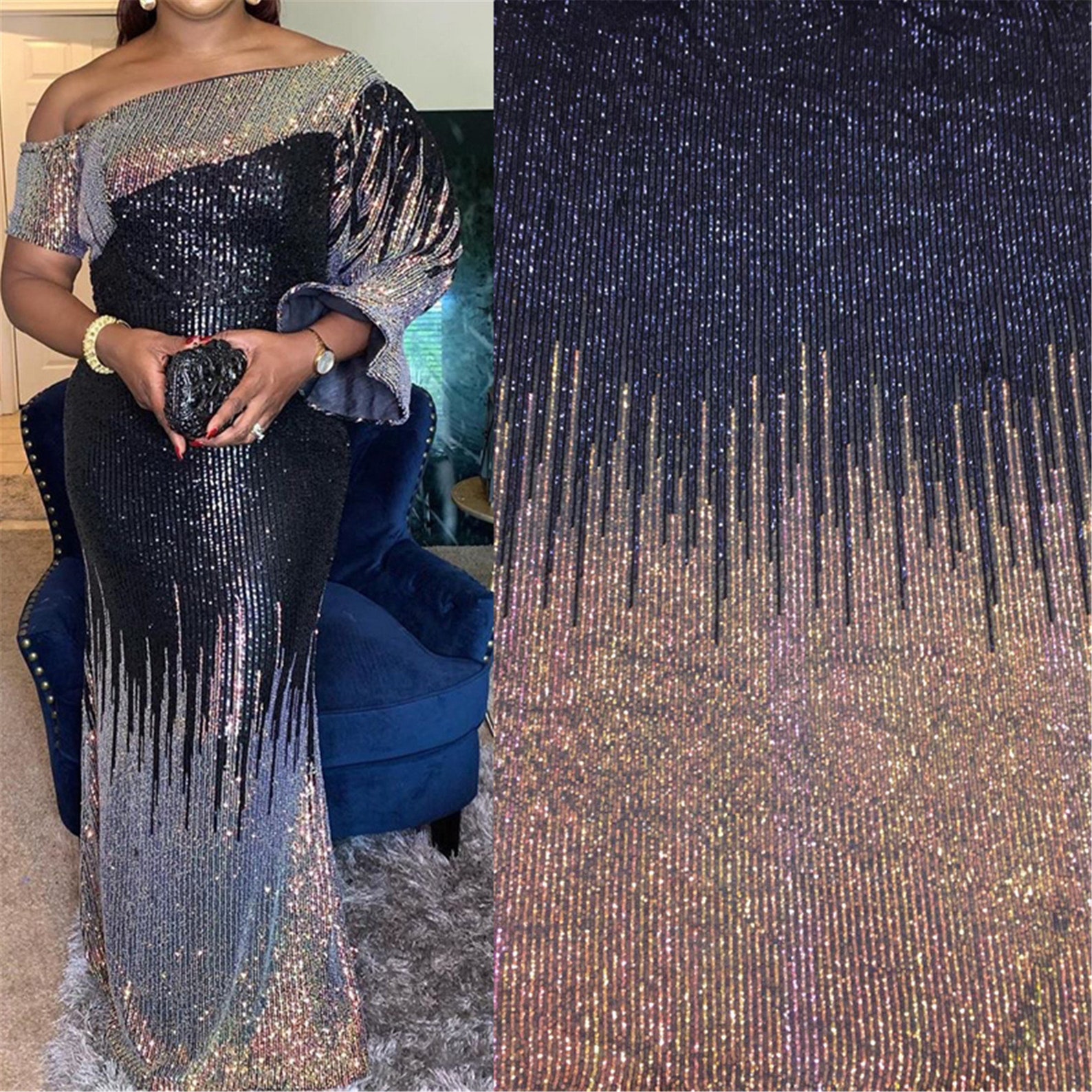 2020 Latest French Nigerian Lace Fabrics High Quality Sequins Lace ...