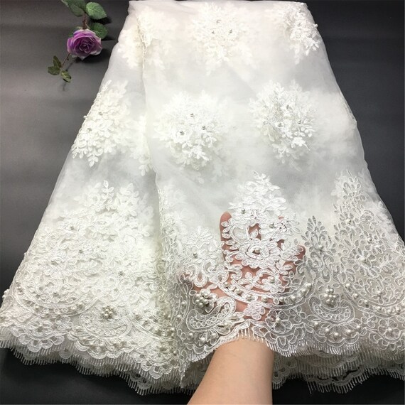 Ivory Lace Fabric Embroidered Lace Fabric 5 Yds With Heavy | Etsy
