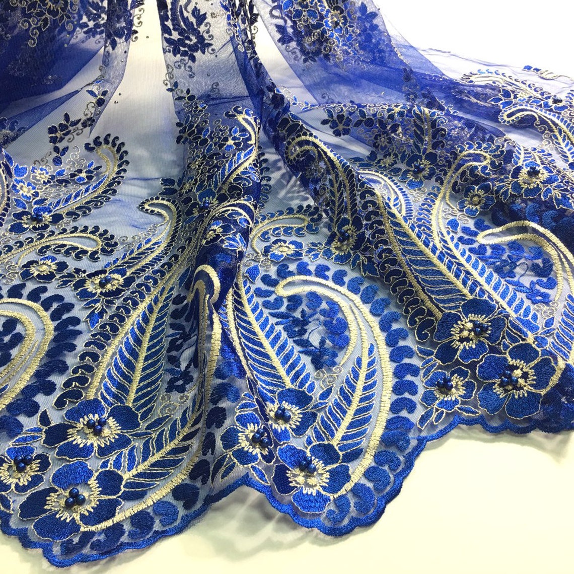 Latest Gold Embroidered Net Material 5yards, Nigerian Tulle Lace Fabric ...