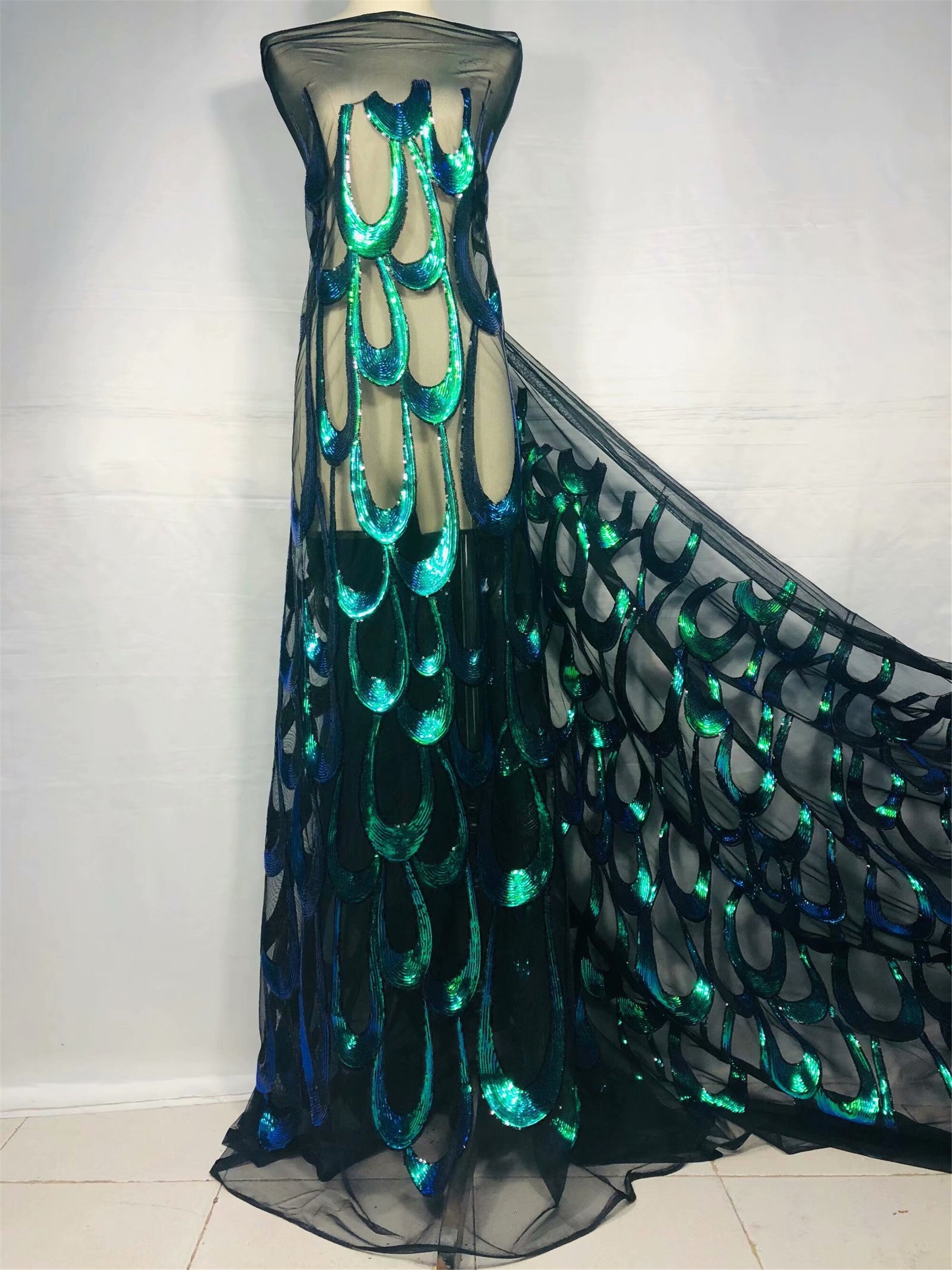5 yards sequins lace fabric with embroidered Nigerian Lace | Etsy