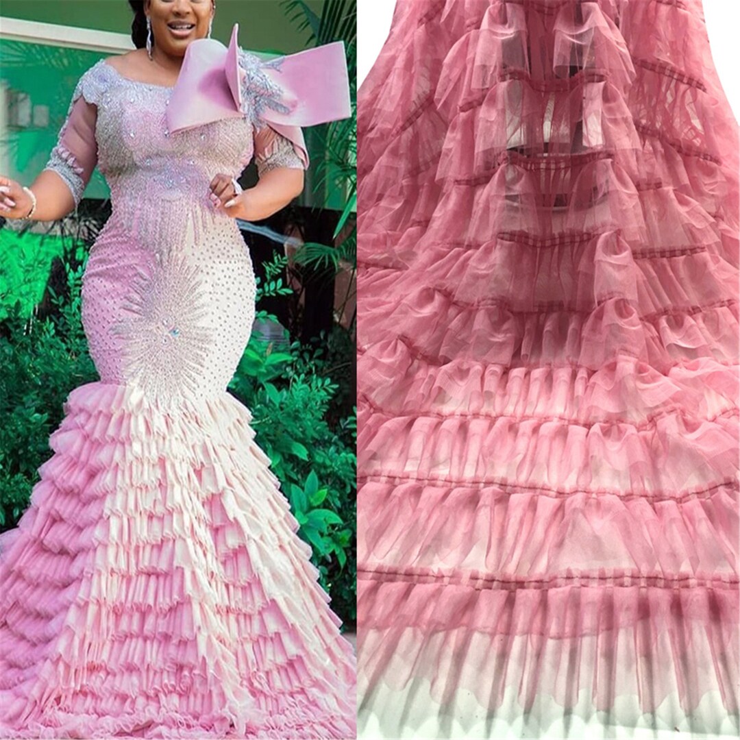 Dusty Pink 3D Lace Fabric, Lace Fabric African 5 Yds, Bridal 3D Lace ...