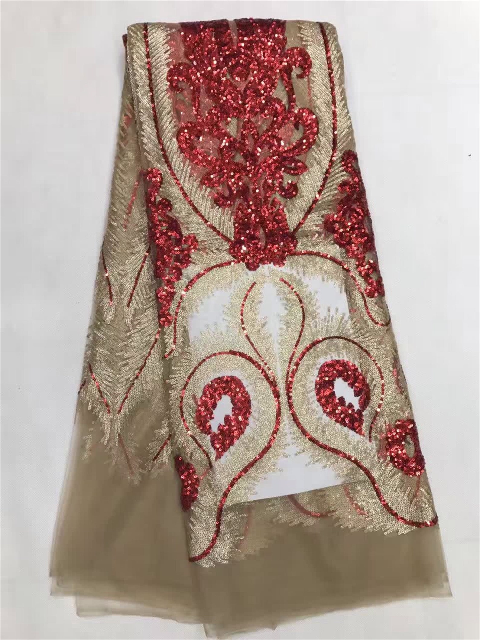 Red Sequins Lace Fabric 5 Yards Evening Dress Mesh - Etsy