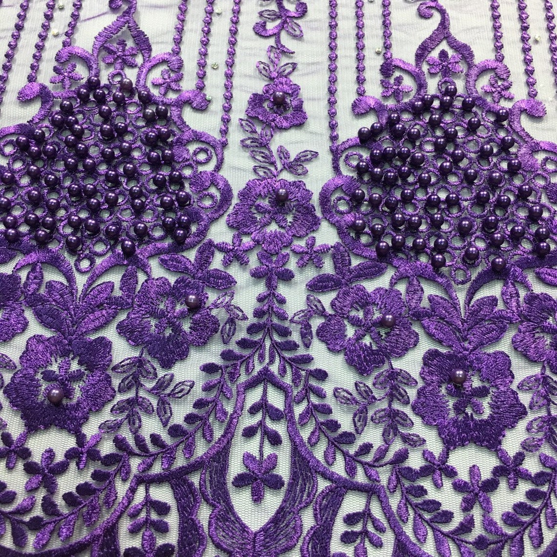 5 Yards Latest Purple African Lace Fabric 2021 High Quality Lace ...