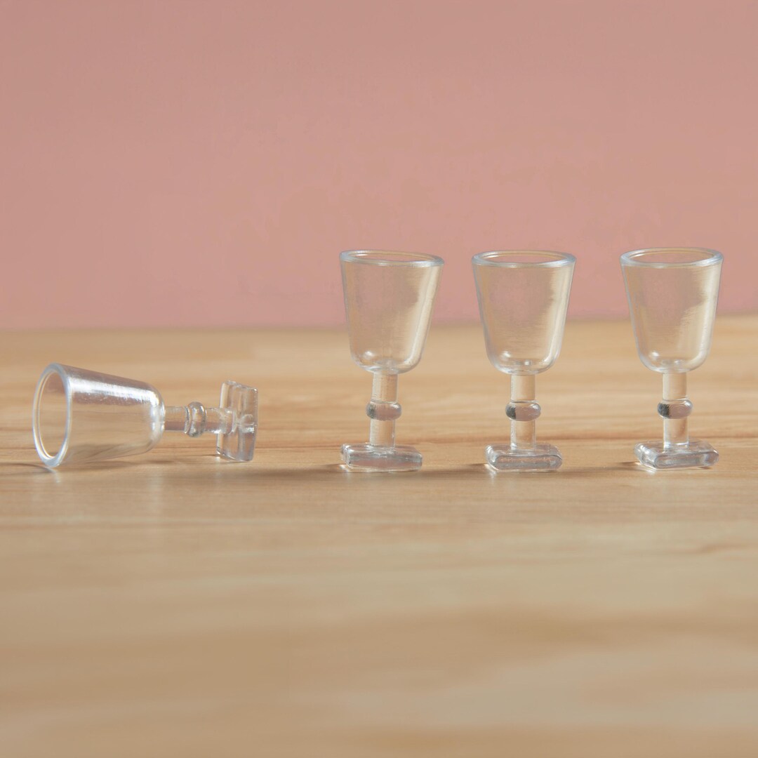 Miniature Wine Goblets: Clear Plastic Dollhouse Drink Cups, Set of 4 - Etsy