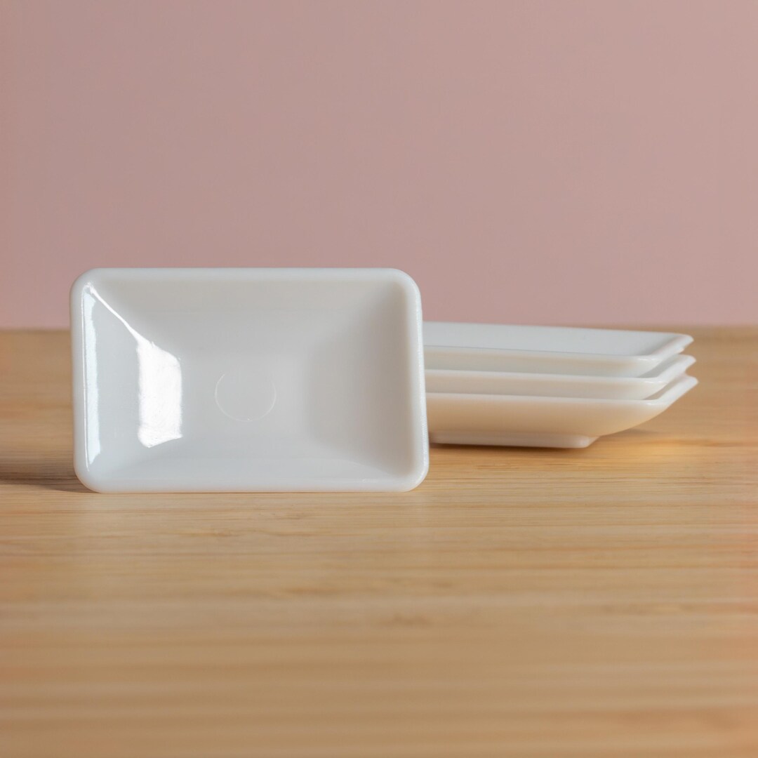 Set of 4 Miniature Rectangle Dish, Bakery Tray in White Plastic for ...