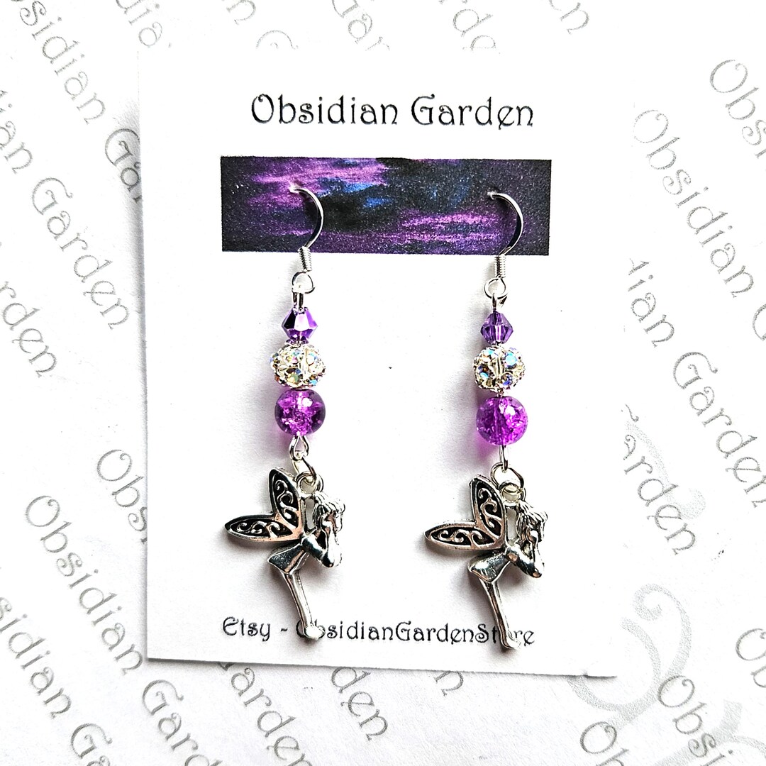 Violet Cheeky Fairy Drop Earrings - Etsy