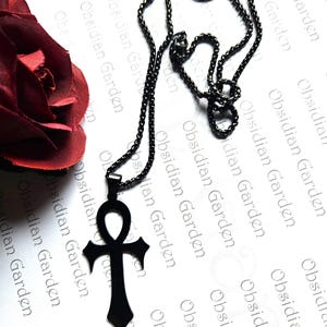 Gothic Black Ankh Cross Pendant Necklace - Etsy