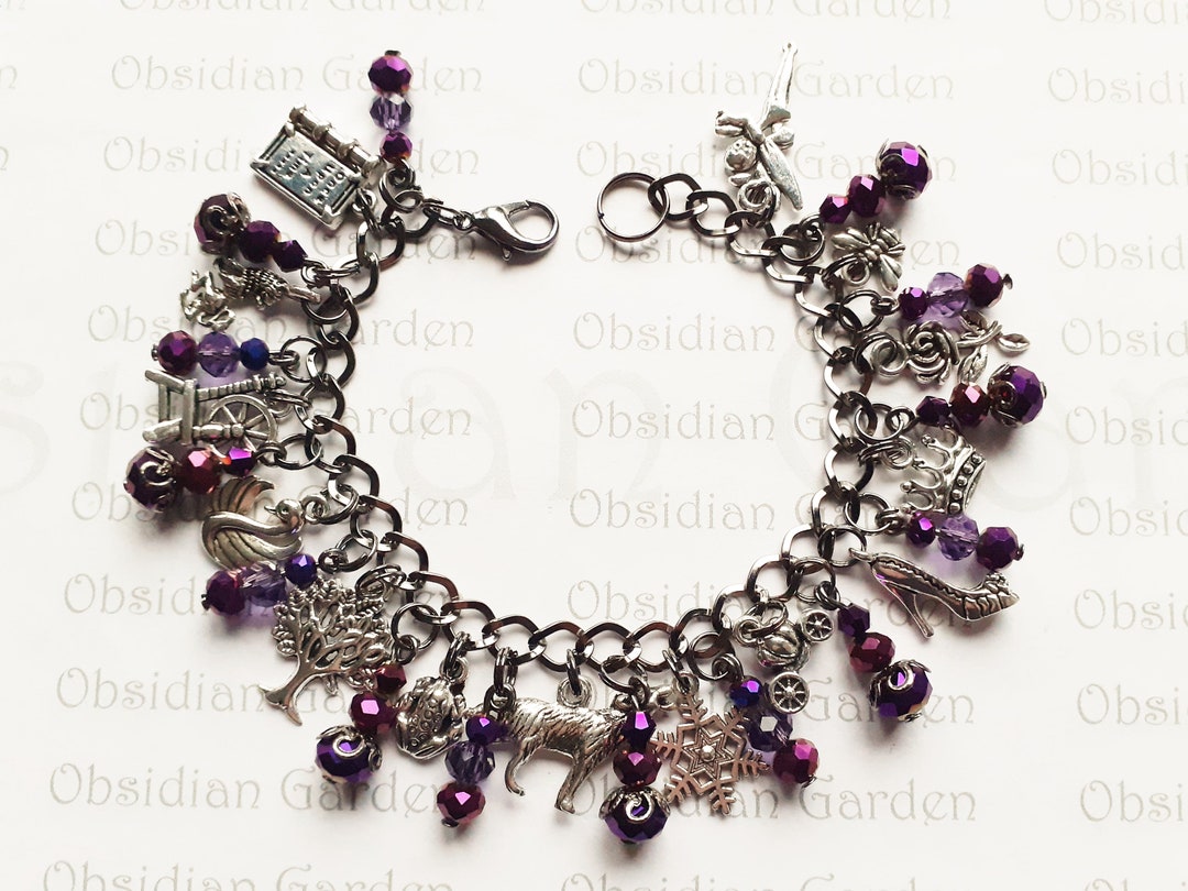 Black & Purple Capped Brothers Grimm Hand Made Fairytale Charm Bracelet ...