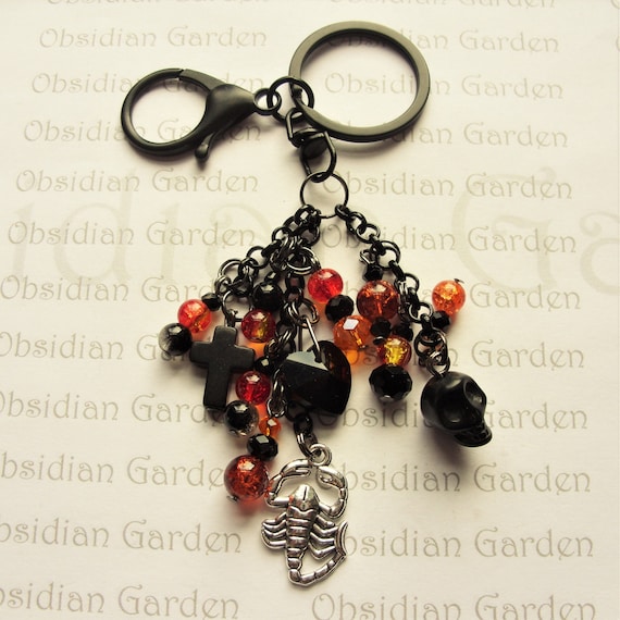 AZULA...Fire & black gothic hand made original bag charm / key | Etsy