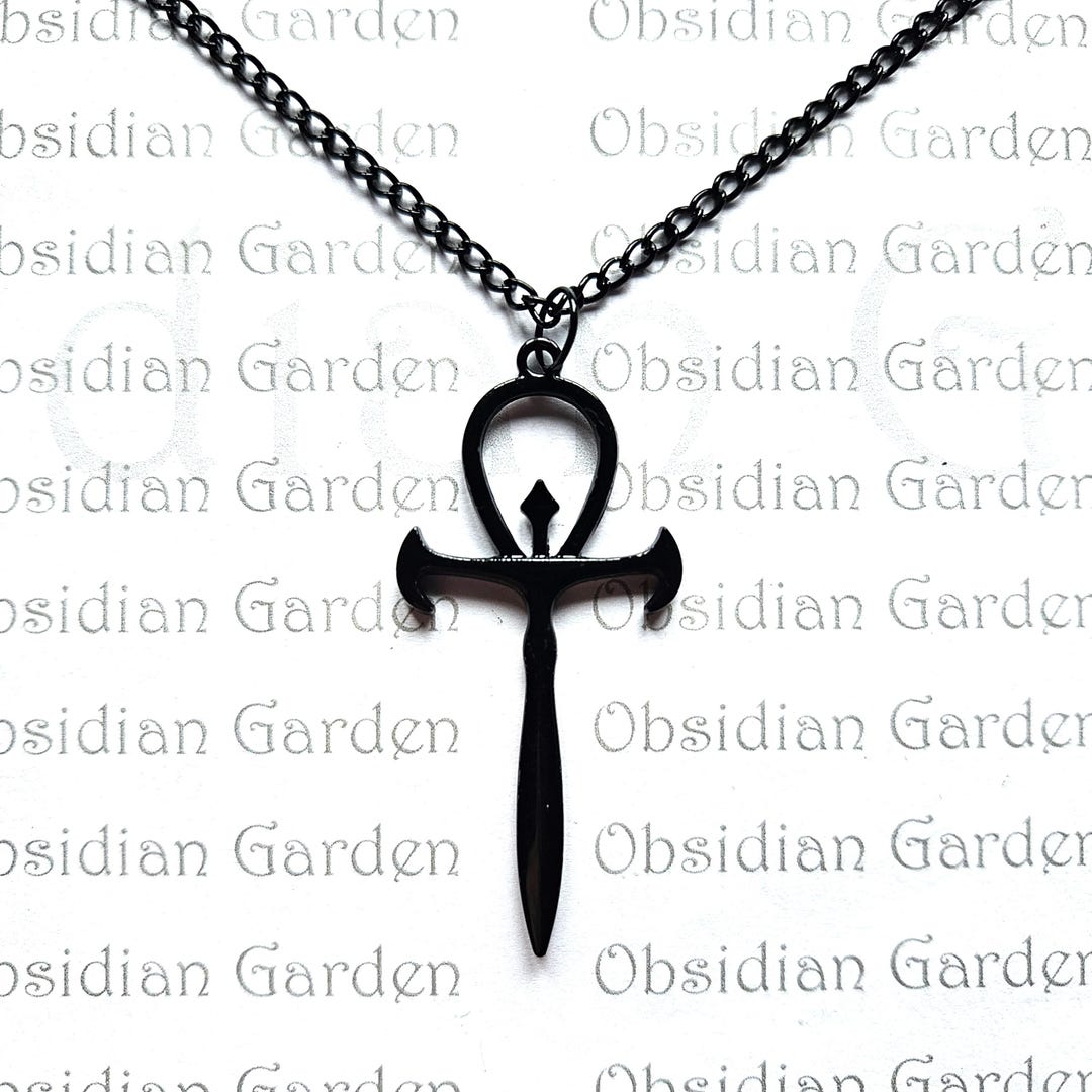 Gothic Black Pointed Ankh Cross Pendant Necklace - Etsy