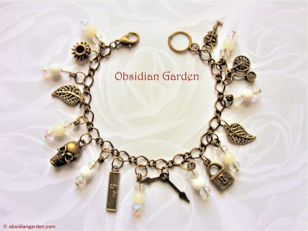 Millicent...steampunk Hand Made Original Charm Bracelet - White and ...