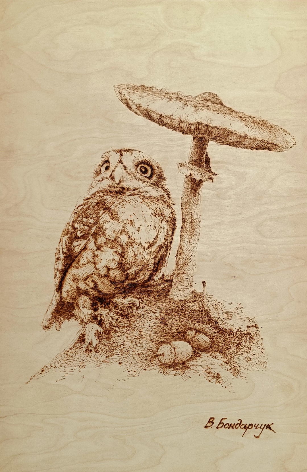 Original Painting. Wood Burning Art: Owl. Minimalist Pyrography - Etsy