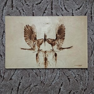 Original Painting. Birds. Unique Pyrography Wood Artwork - Etsy