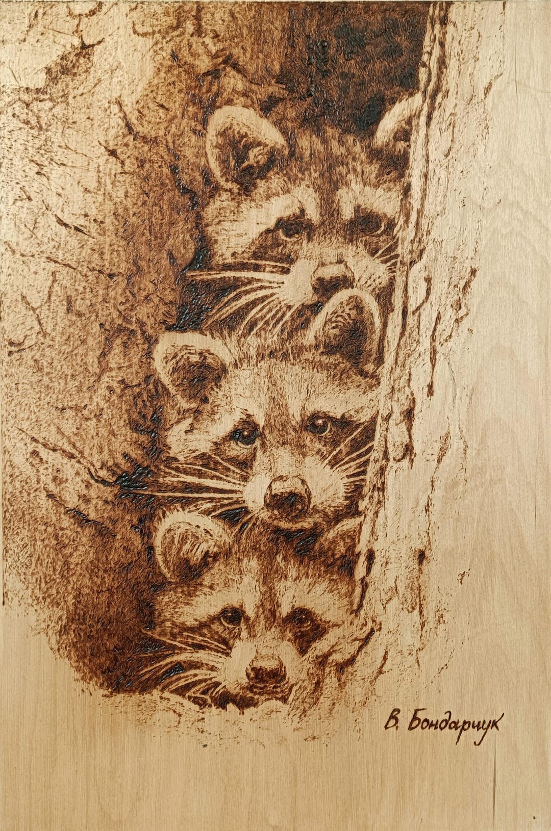 Realistic Art of Hand Burning Wood: Pyrographic Drawing - Animal ...