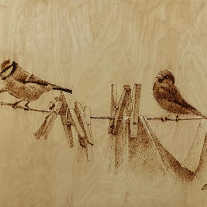 Original Pyrography Art Painting. SPARROVS. Wood Burning Wall Art ...