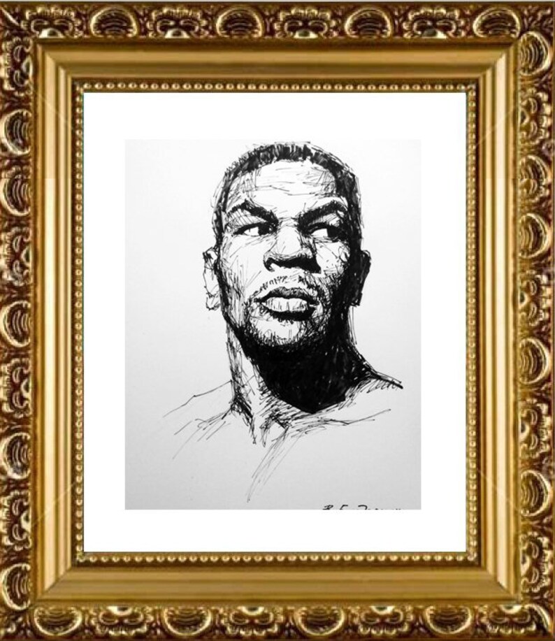Mike Tyson. Original Drawing Portraits From Photos. Black and - Etsy