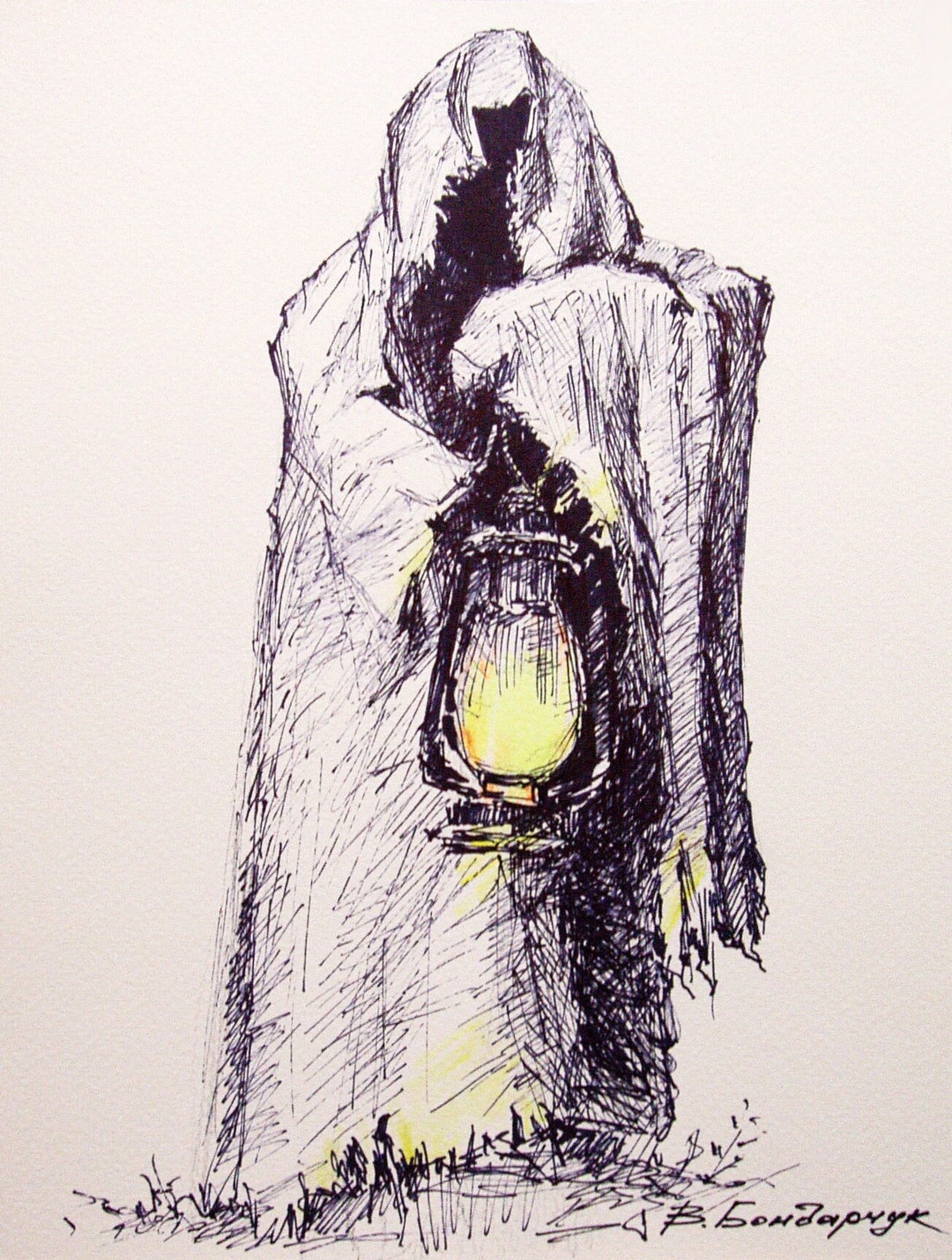 Unique Drawing With Black Marker. Minimalist One of a Kind Black and ...