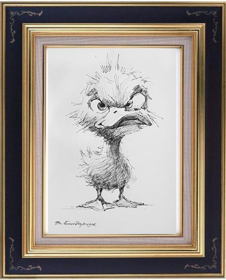 Original Drawing. Angry Duck. Minimalist Black and White Art - Etsy