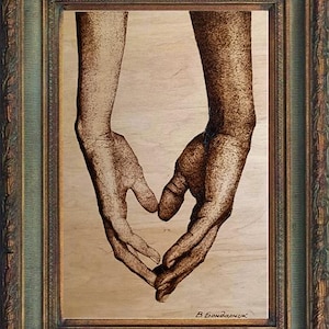 Original Painting. Wood Wall Art. Drawn Hands. Minimalist Unique ...