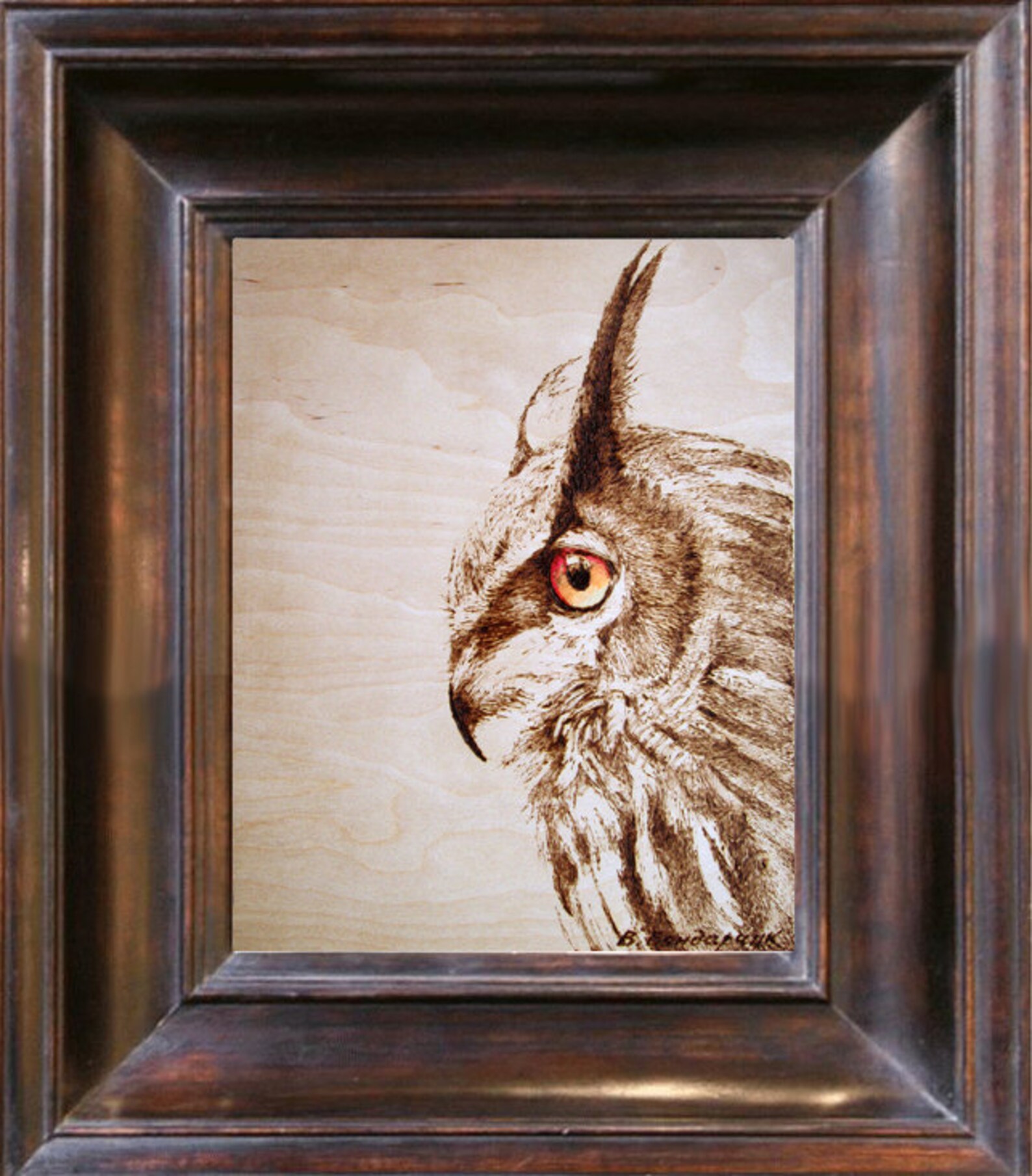 Original Wood Burning. Owl. Pyrographic Art as a Gift for a Wooden ...