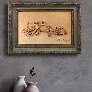 Frogs. Unique Painting “burnt Wood: Stunning Realistic Drawing Using Pyrography Technique” - Etsy