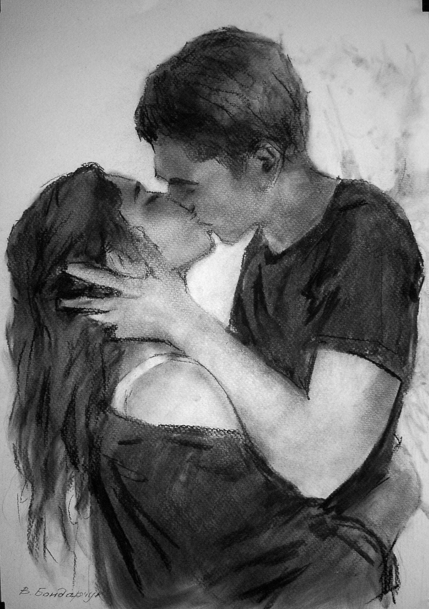 Pencil Sketches Of Couples Hugging